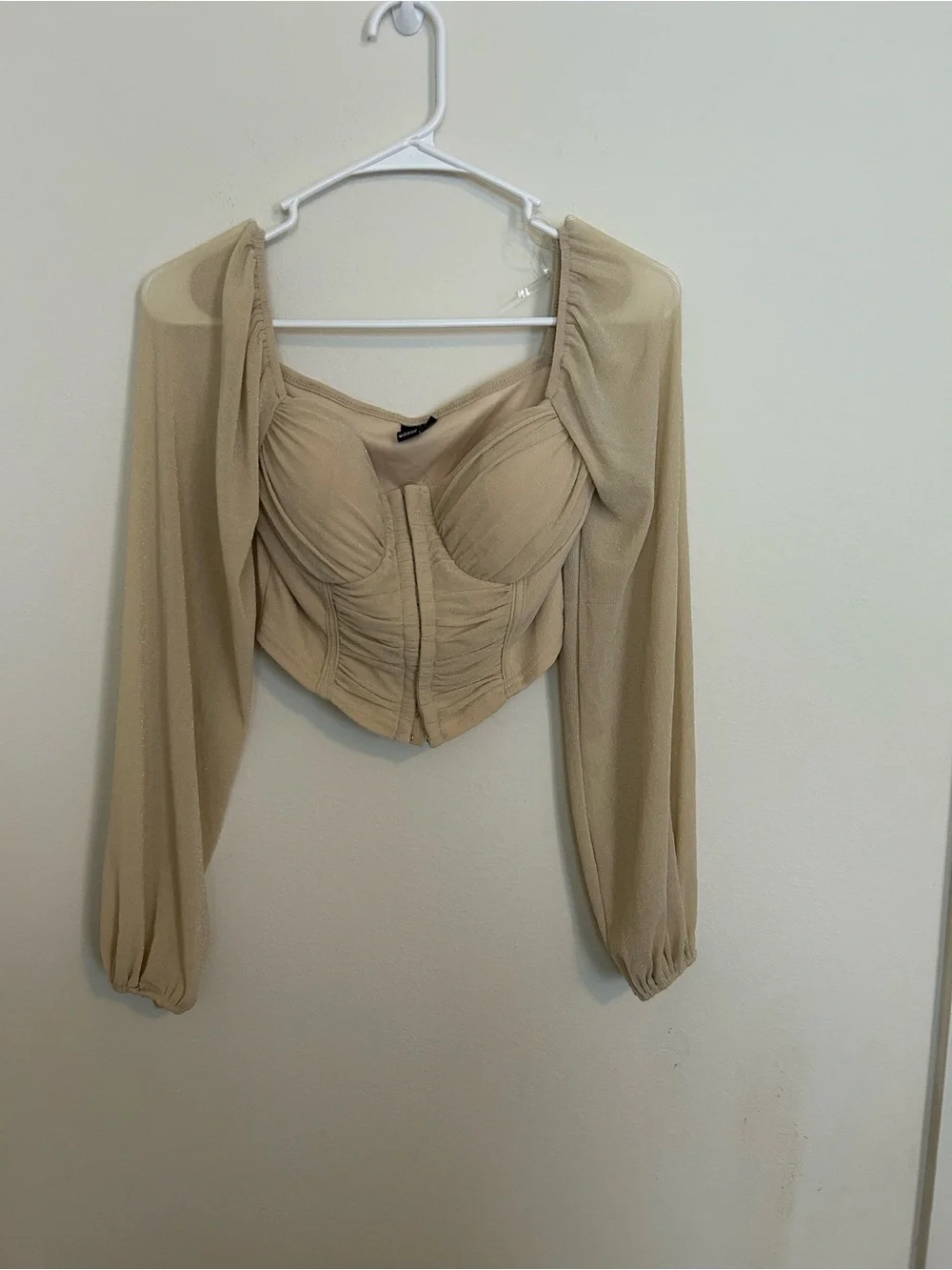 Windsor | Tops | Windsor Beige Sheer Longsleeve Bustier Top | Poshmark